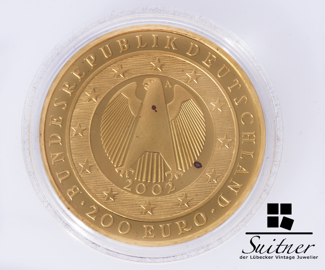 200 Euro BRD 2002 A Gold Währungsunion 1 Unze Feingold selten ...