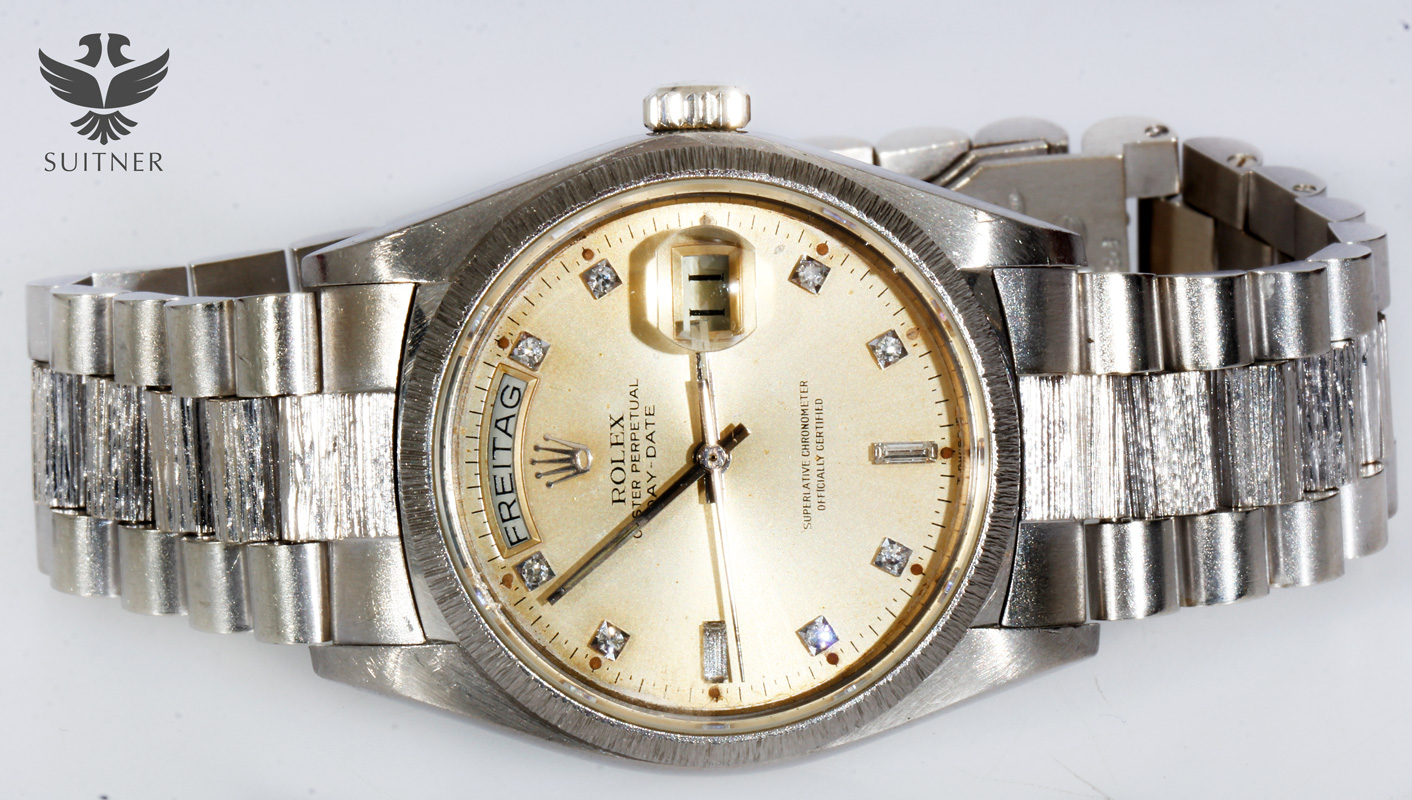 seltene Rolex Day Date 18079 aus 750 Weißgold - Borken Rinden Gravur ...